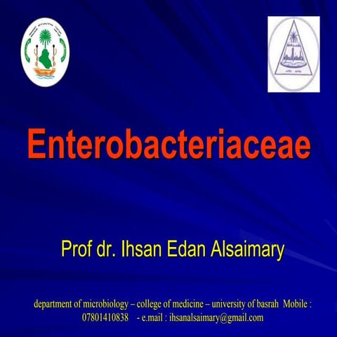 Enterobacteriaceae dr.ihsan alsaimary | PPTX | Infectious Diseases ...
