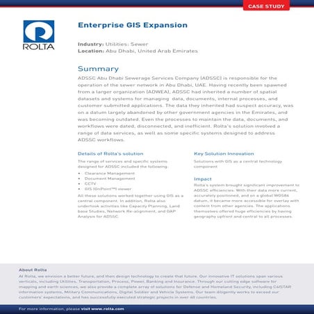 Rolta Enterprise GIS solutions for ADSSC | PDF