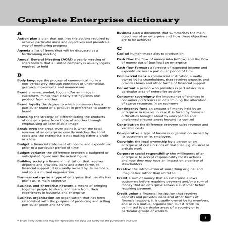 Enterprise Dictionary for New Business Young | PDF