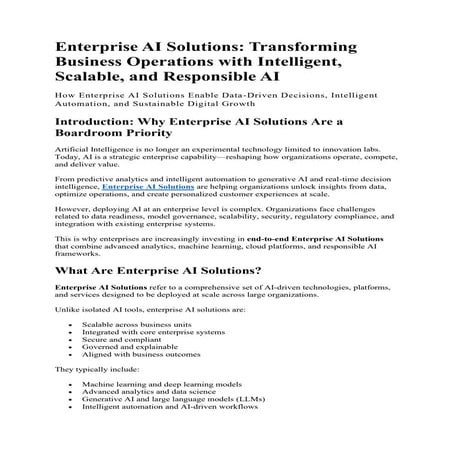 Enterprise AI Solutions: Transforming Business Operations with ...