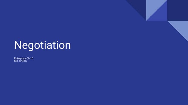 Negotiation Skills | PPTX