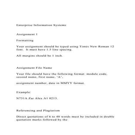 Enterprise Information Systems Assignment 1 Forma.docx