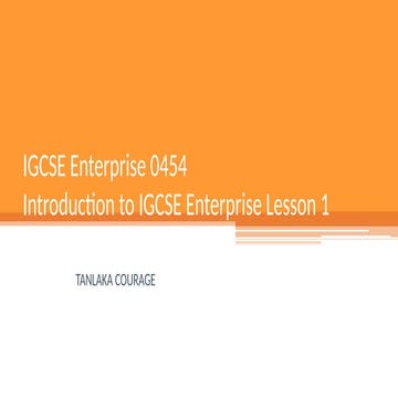 ENTERPRISE LESSON FIRST LESSON FOR IGCSE | PPTX