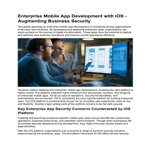 Develop Secure Enterprise Solutions with iOS Mobile App Development Services | PDF