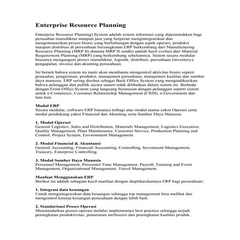Enterprise Resource Planning | DOC