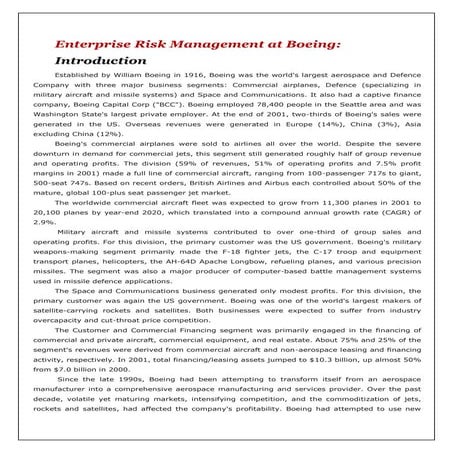 Enterprise risk management at boeing | DOCX