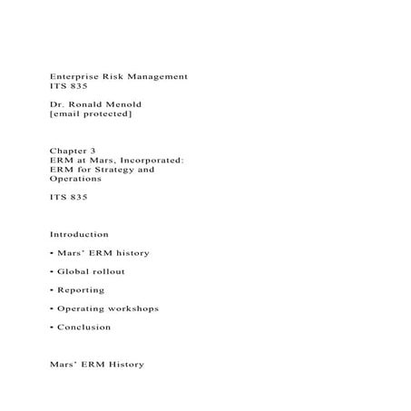 CHAPTER 3ERM at Mars, IncorporatedERM for Strategy and O.docx