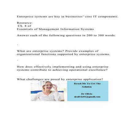 Enterprise systems are key in businesses’ core IT components.Res.docx