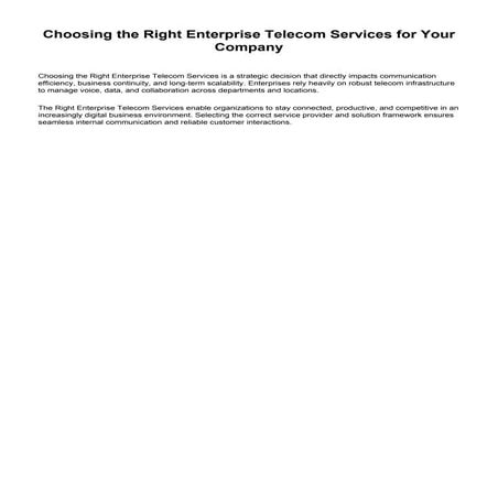 Choosing the Right Enterprise Telecom Services for Your Company | PDF