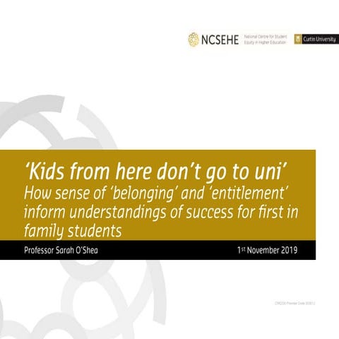 'Kids from here don't go to uni'. How a sense of 'belonging' and ...