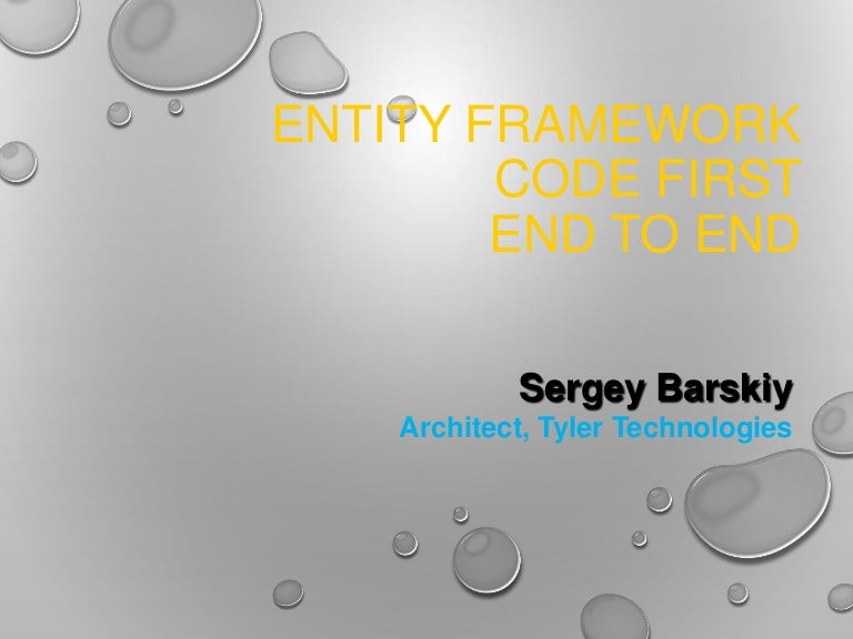 Entity Framework Code First End to End