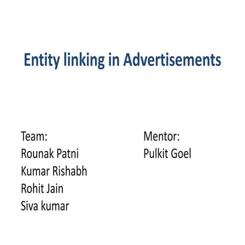 Entity linking in advertisements | PPT
