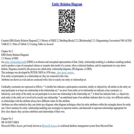 Entity Relation Diagram | PDF