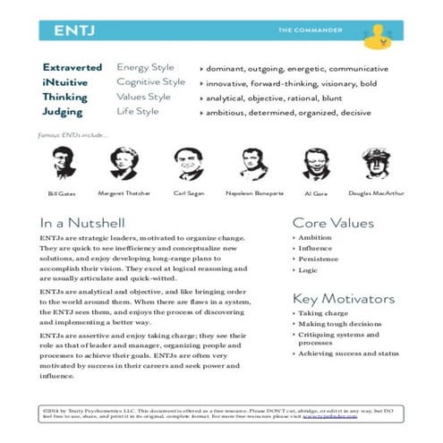 ENTJ snapshot | PDF