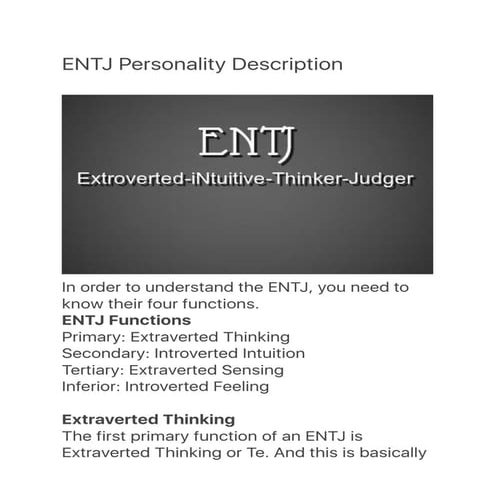 Entj personality description | PDF