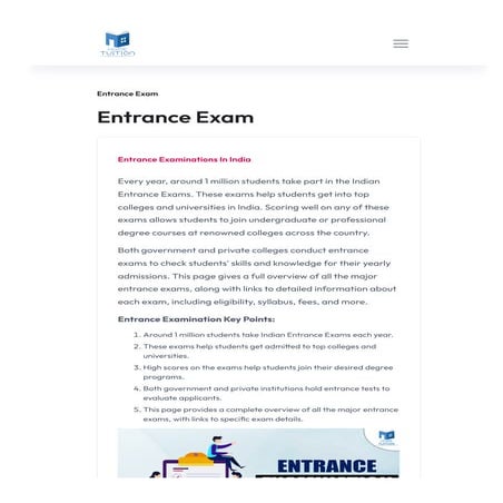 List of Entrance Exams in India, Details | PDF