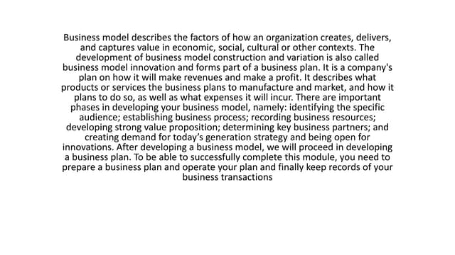 ENTREPRENEURSHIP: LESSON 6 BUSINESS MODEL | PPTX