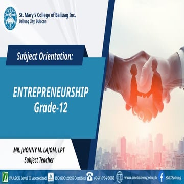 Entrep Orientation Grade 12 for grade 12 | PPTX