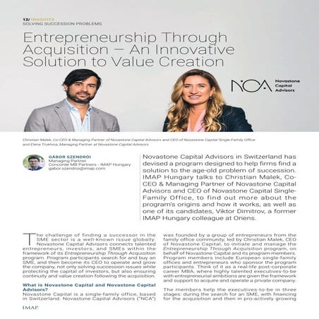 Entrepreneurship Through Acquisition – An Innovative Solution to Value ...
