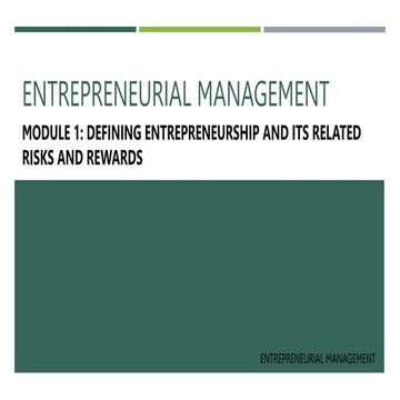 Introduction to Entrepreneurial Management | PPTX