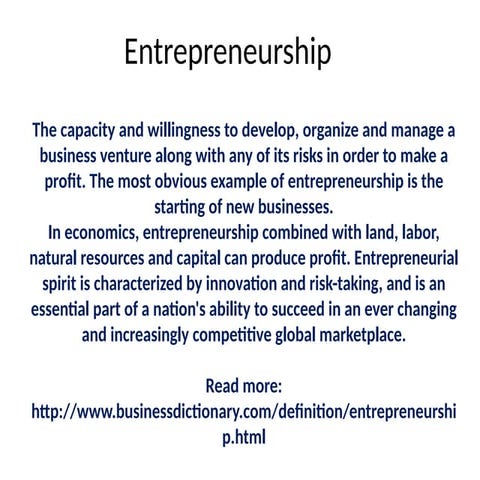 Entrepreneur intro, origin, process, method | PPTX