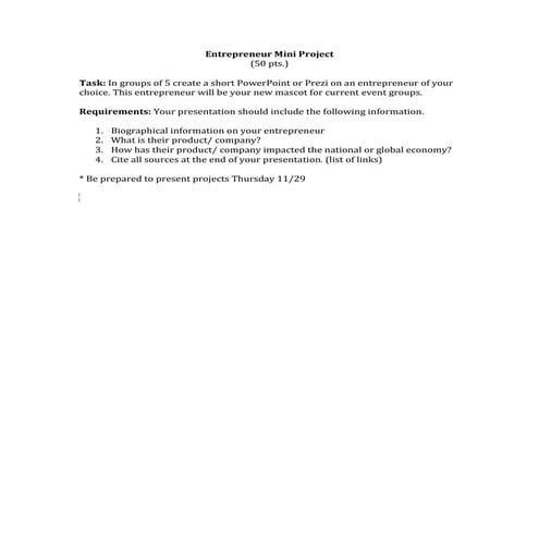 Entrepreneur mini project | DOCX