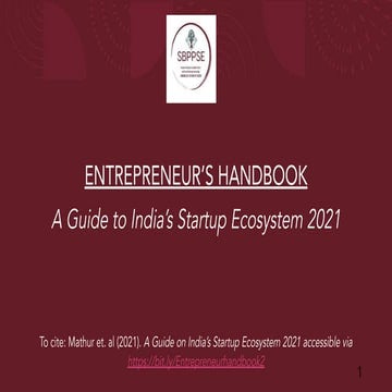Entrepreneur's handbook( A guide to India's Startup Ecosystem) | PDF