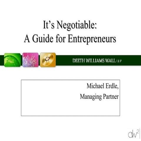 Entrepreneurship 101: Negotiations | PPT