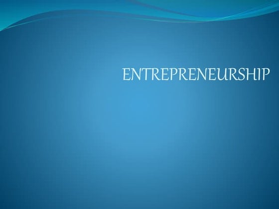 Entrepreneurship | PPT