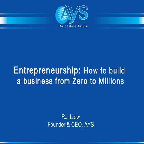 Entrepreneurship: How to build a business from zero to millions! | PPT