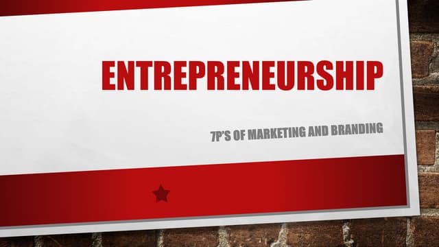 MARKETING MIX : (Entrepreneurship lesson) | PPTX