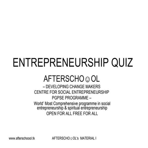 Entrepreneurship Quiz 13 Oct | PPT