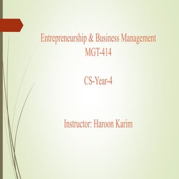 ENTREPRENEURSHIP AND PROJECT MANAGEMENT @ | PPTX