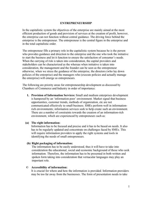 Report on entrepreneurship | PDF