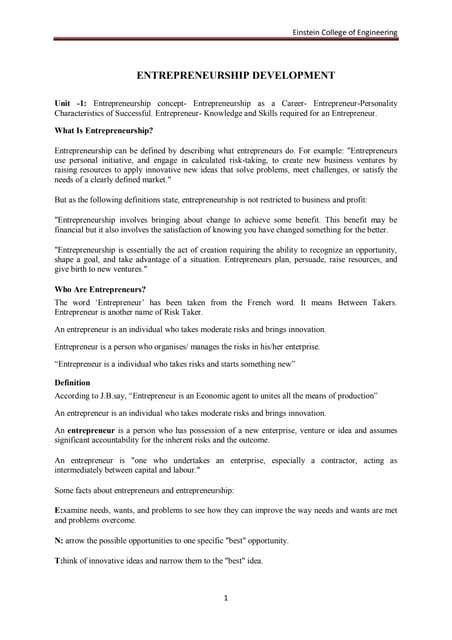 Entrepreneurship development | PPT