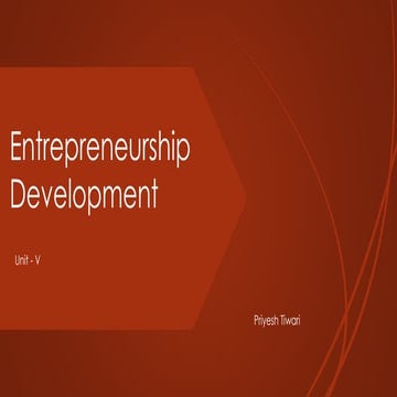 Entrepreneurship Development - Unit V - Presentation.pdf
