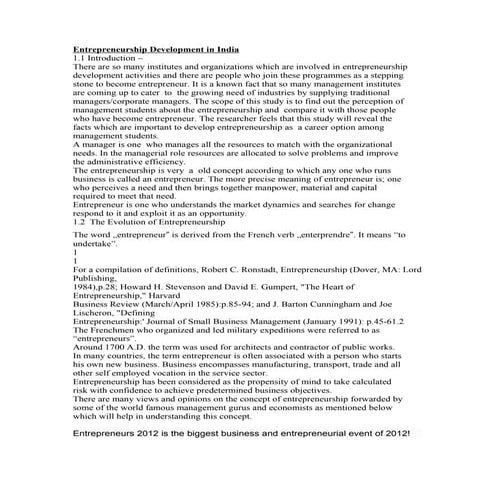 Entrepreneurship development in india | PDF