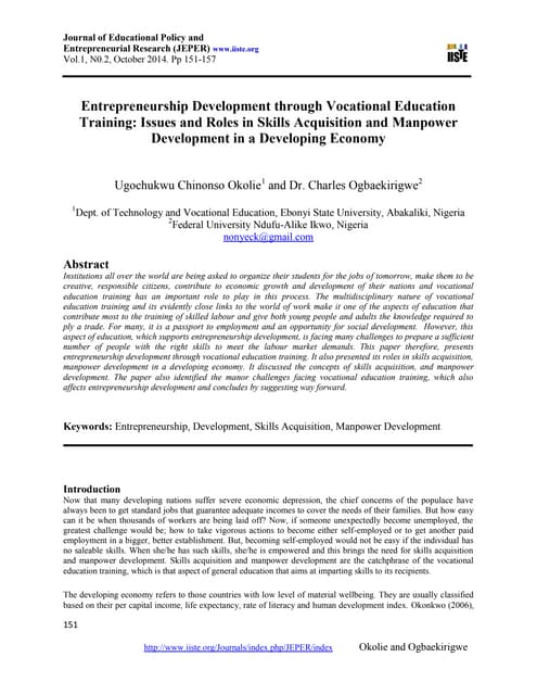 Education,Employment and skill development | PPTX | Vocational Training | Careers