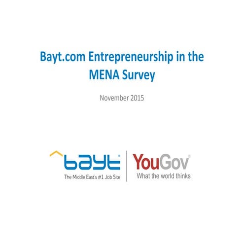Bayt.com Entrepreneurship in the MENA Survey 2015 | PPT
