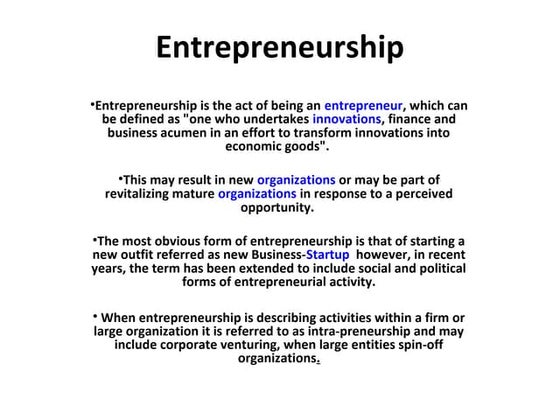 Chapter 1 on Entrepreneurship | PPT