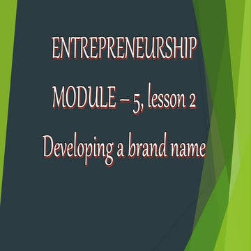 ENTREPRENEURSHIP 12_ Developing a brand name | PPTX