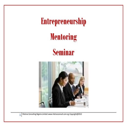 Entrepreneurship mentoring seminar | PDF