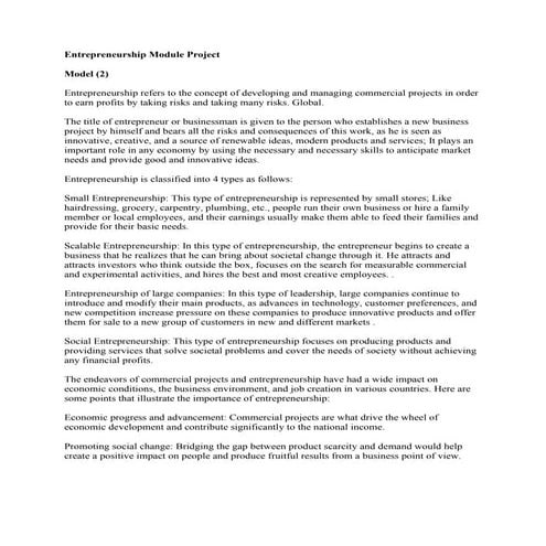 Entrepreneurship Module Project Model (2) Entrepreneurship refers to t.pdf