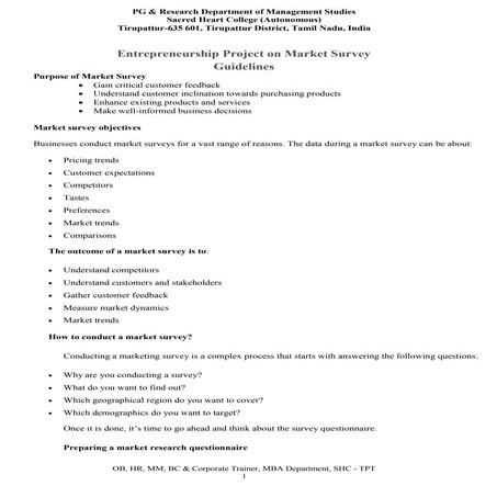 Entrepreneurship Project on Market Survey519.docx