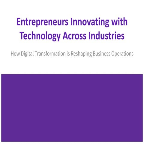 Entrepreneurs Innovating with Technology Across Industries | PDF