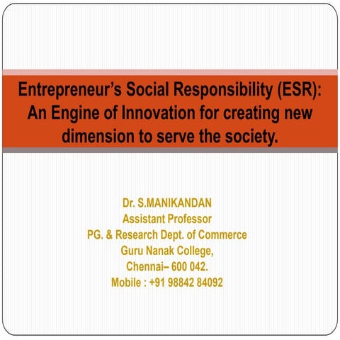 Introduction To Entrepreneurship | PPTX