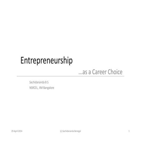 Entreprenuership as a career | PPT