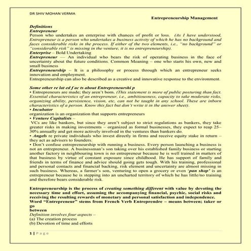 Entrepreneurship management | PDF