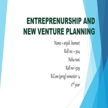 Entrepreneurship and new venture planning | PPTX