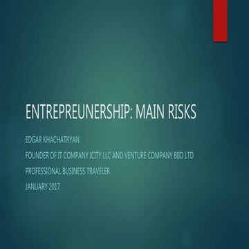 Entrepreneurship: Main Business Risks | PPTX
